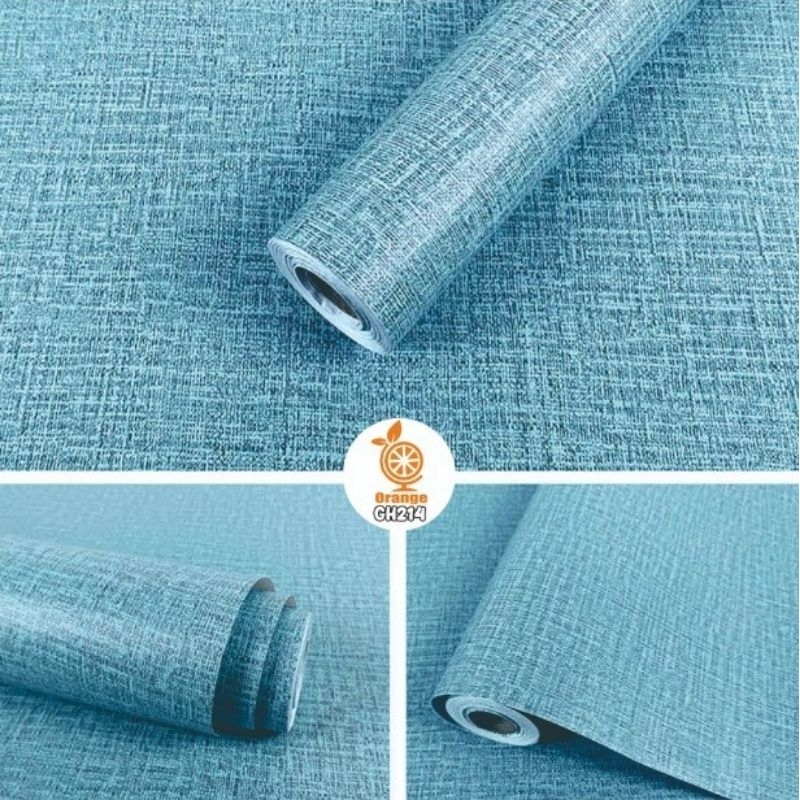 Jual Wallpaper Sticker Dinding Motif Polos Biru Serat Kain | Shopee ...