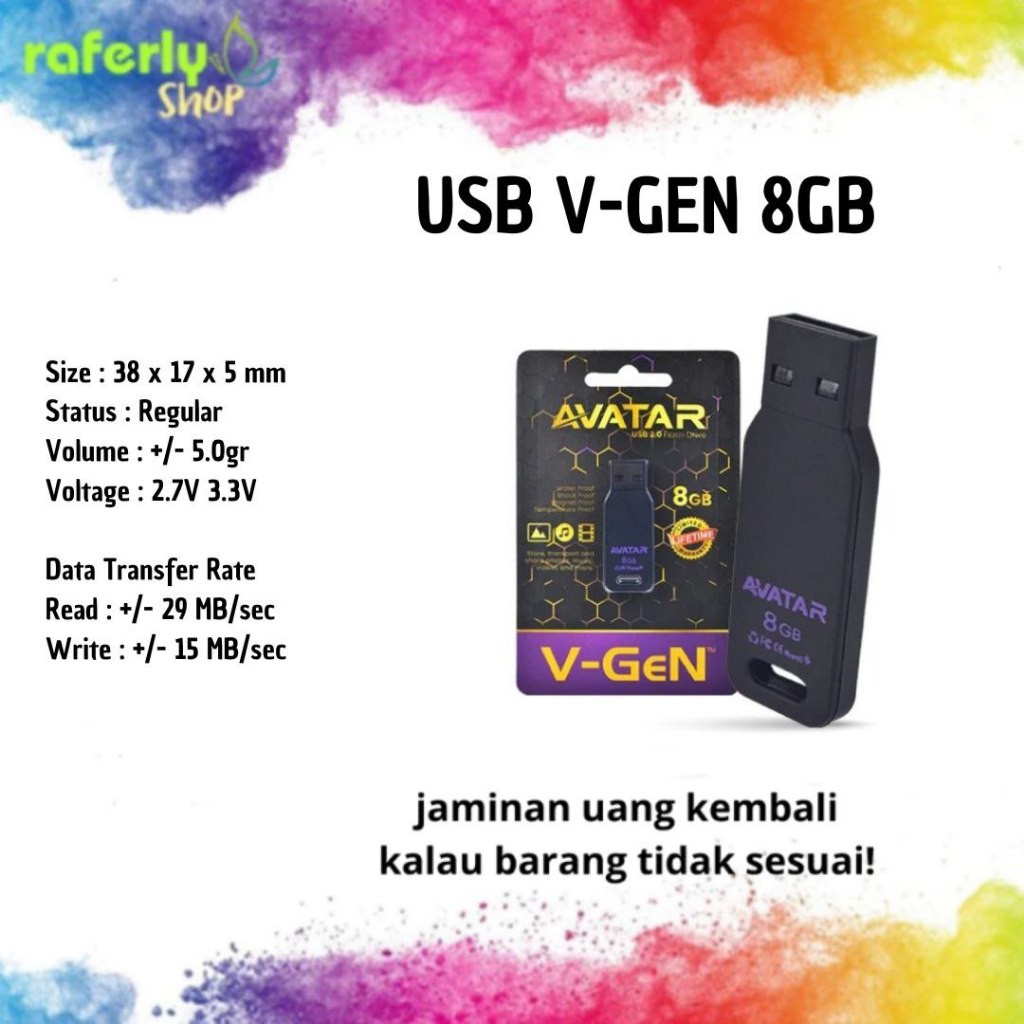 Jual USB FLASHDISK V-GEN 8gb - USB2.0 AVATAR VGEN | Shopee Indonesia