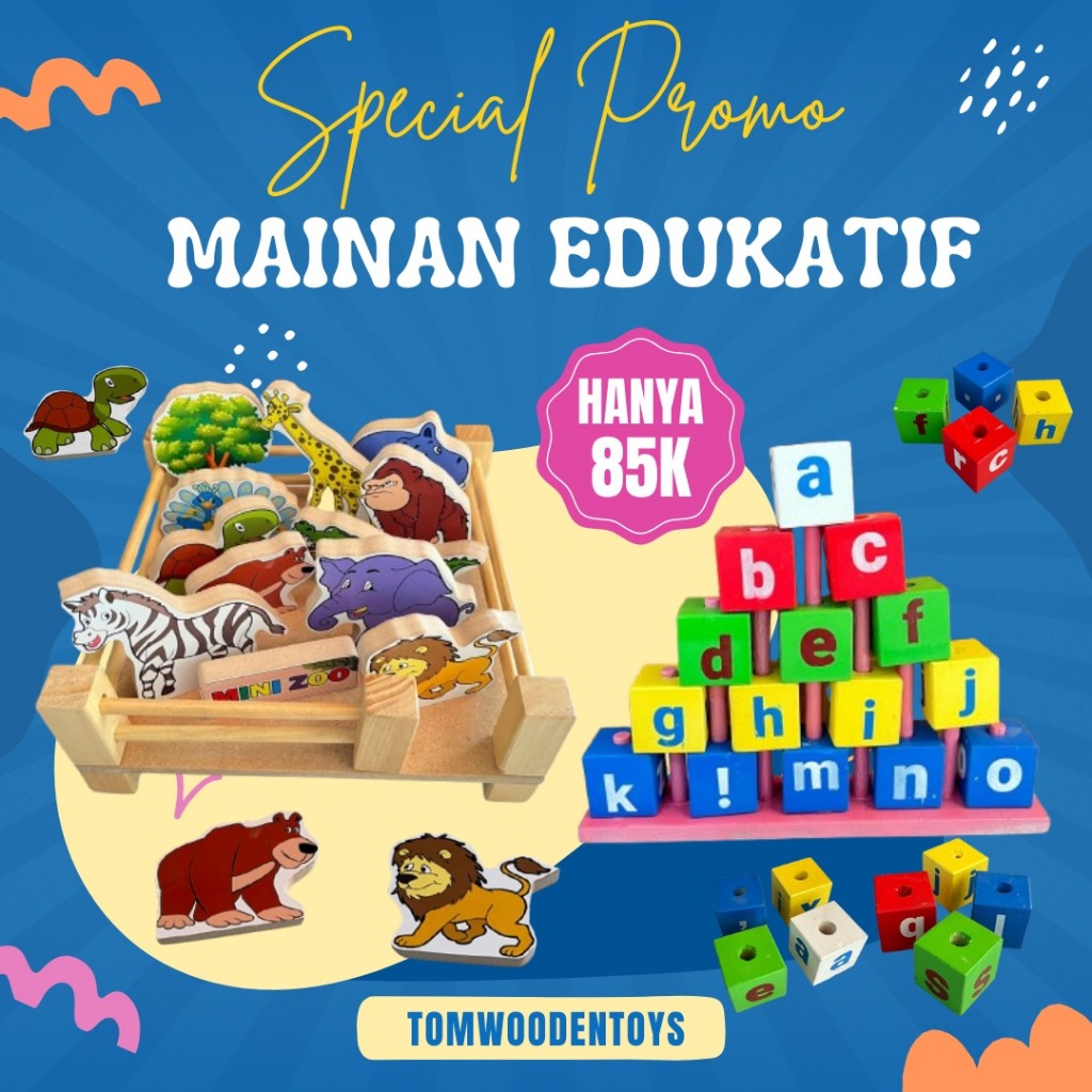 Jual paket mainan edukatif mini zoo & menara huruf | Shopee Indonesia