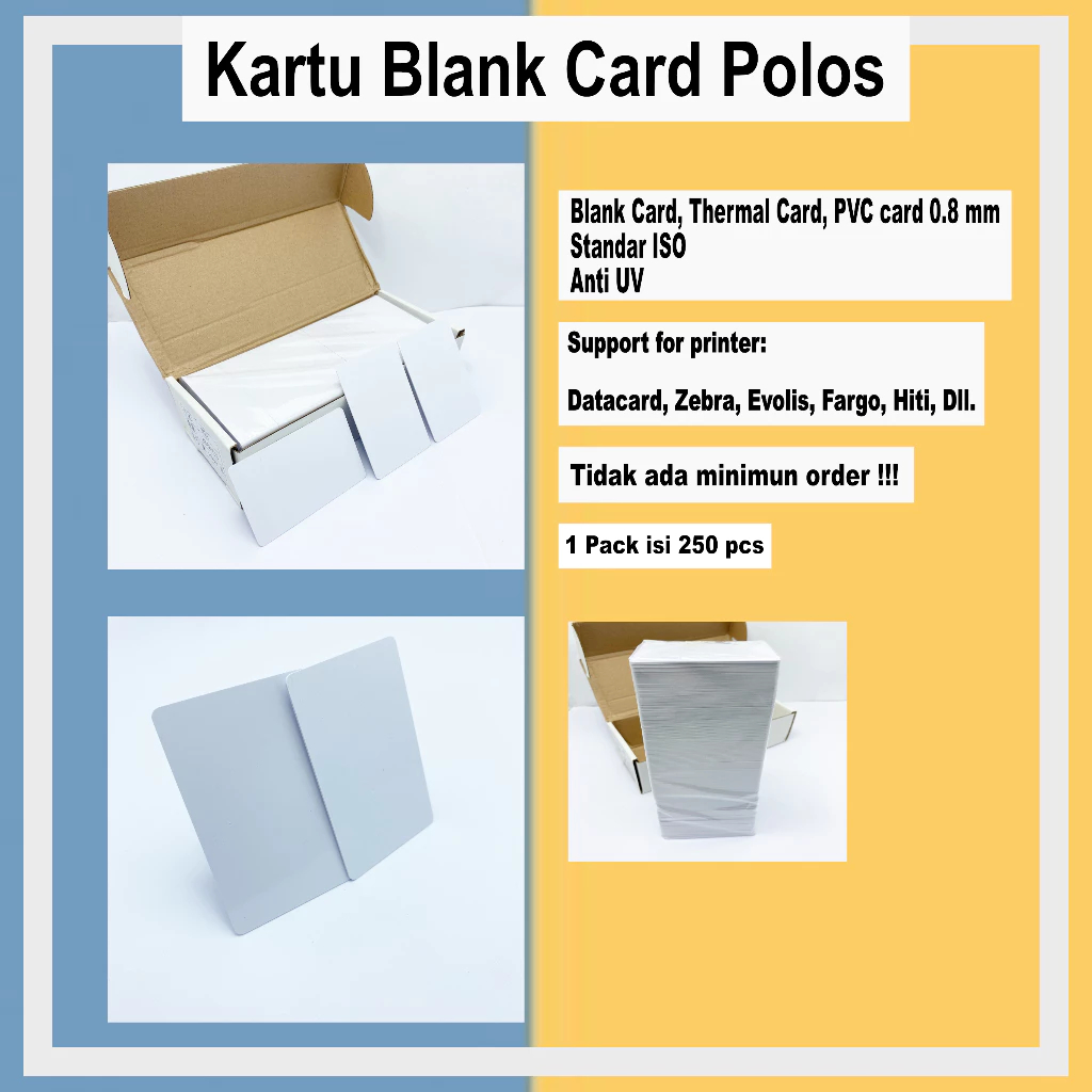 Jual BLANK ID CARD POLOS / Kartu Blank id Card Thermal PVC Card 0.8 mm ...