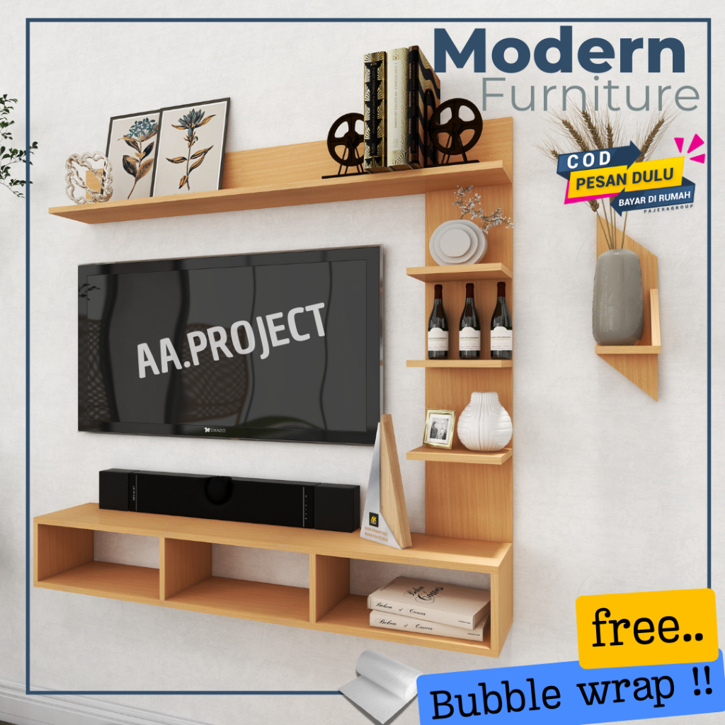 Jual Rak tv minimalis backdrop tv gantung terbaru modern minimalis 32 ...