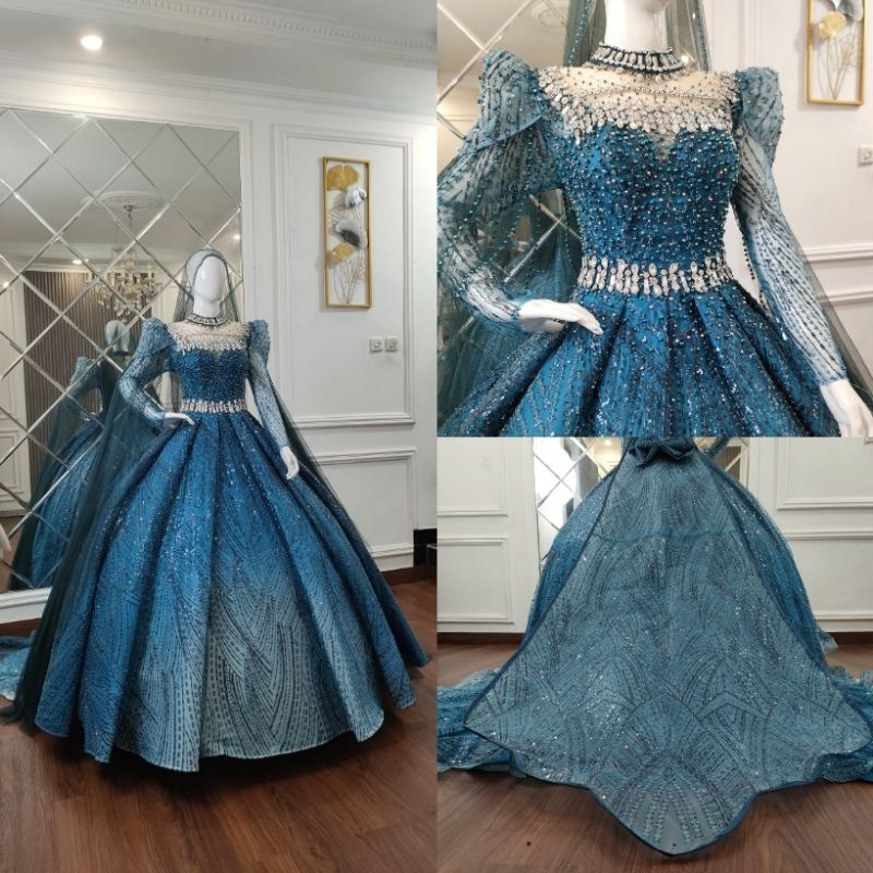 Jual gaun pengantin // gaun gradasi ekor cheongsam // gaun pengantin ...