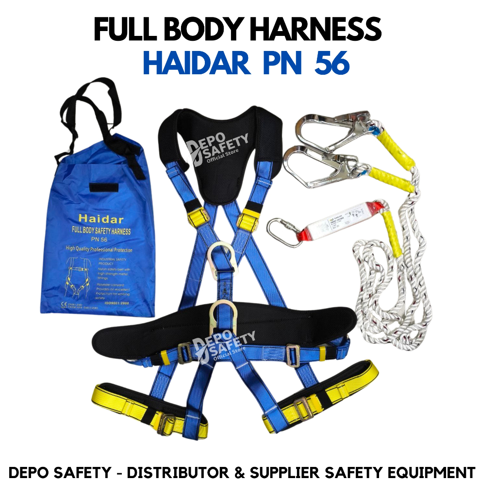 Jual Full Body Harness Haidar Pn 56 Plus Doubel Hook Lanyard Absorber | Shopee Indonesia