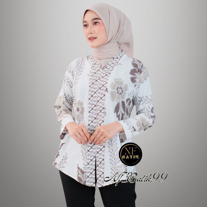 Jual tey-17 Batik wanita ASJ SA HRB026 Kenongo Kemeja Tosca Pendek | Shopee Indonesia