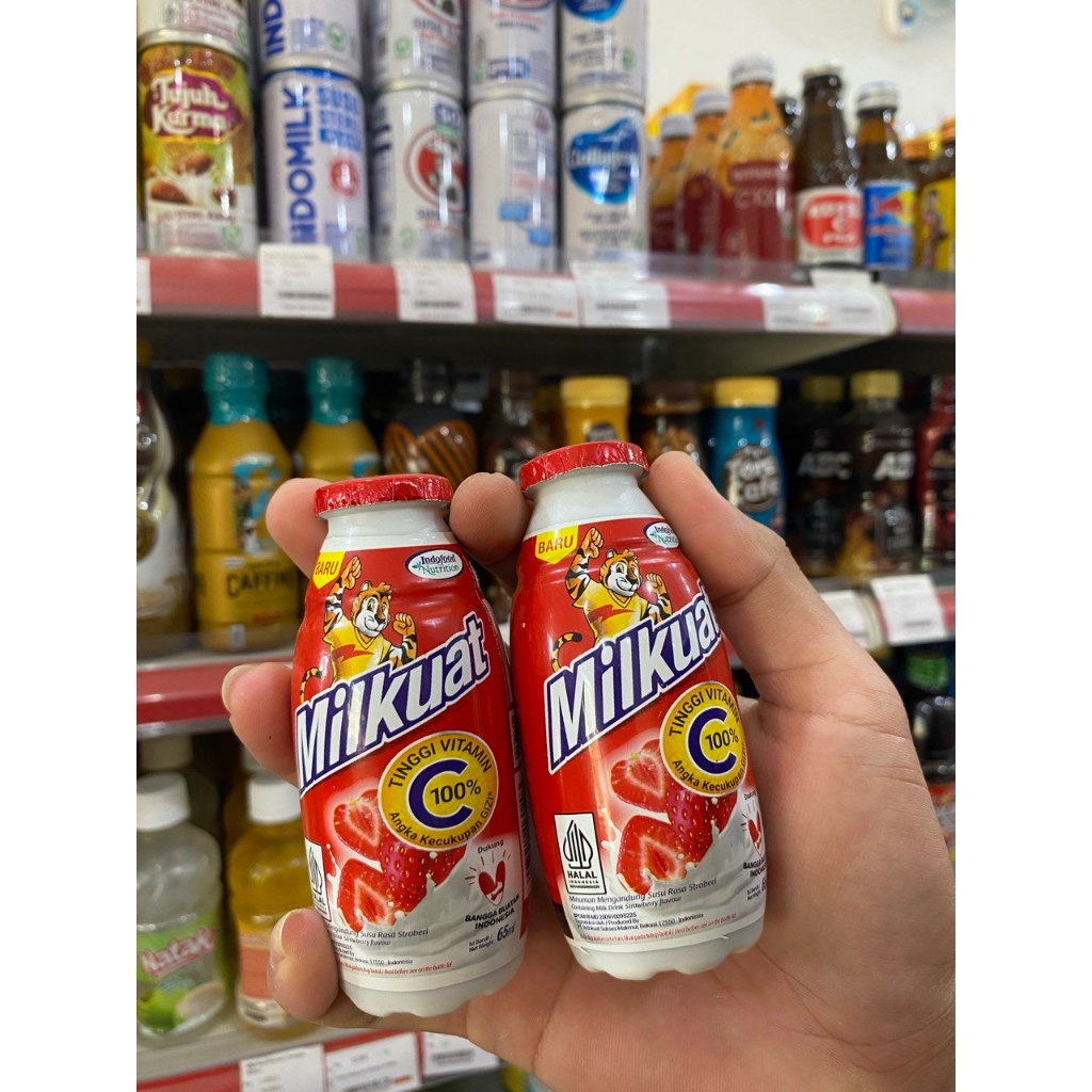 Jual Susu milkuat 65ml / Milkuat stroberi 65ml / Milkuat botol kecil ...