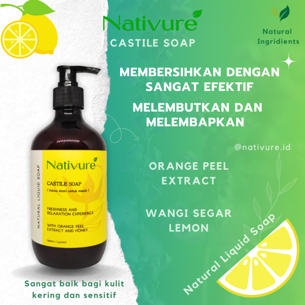 Jual Nativure Sabun Cair Castile Soap Natural Orange Peel 500 ml ...