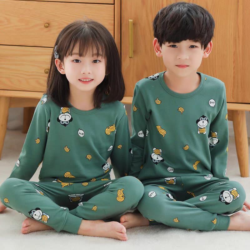 Jual setelan baju tidur anak-anak lengan panjang gambar lucu cewek/cowok unisex size S M L XL ...