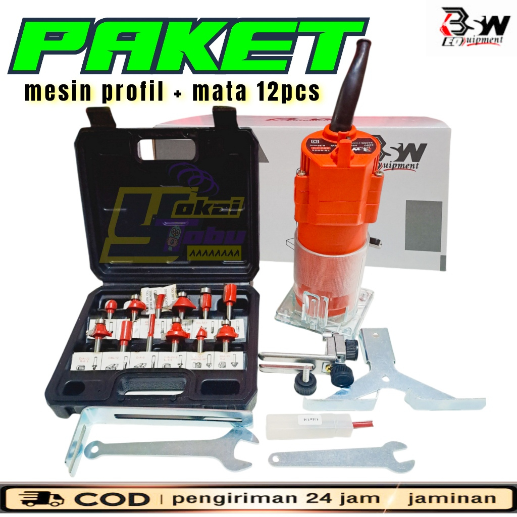 Jual SET PROFIL + MATA Trimmer 550W 1/4" 6 MM PLUS Mata Profil 12pcs 6 ...