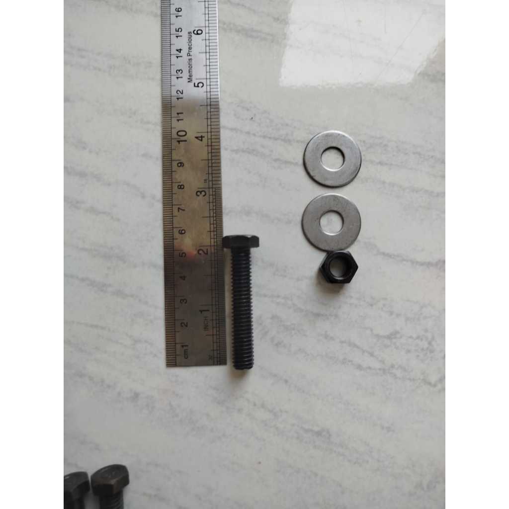 Jual Baut Mur Hitam UNC 3/8" x 2" Kunci 14 / Baut Besi Hitam 2 inch ...