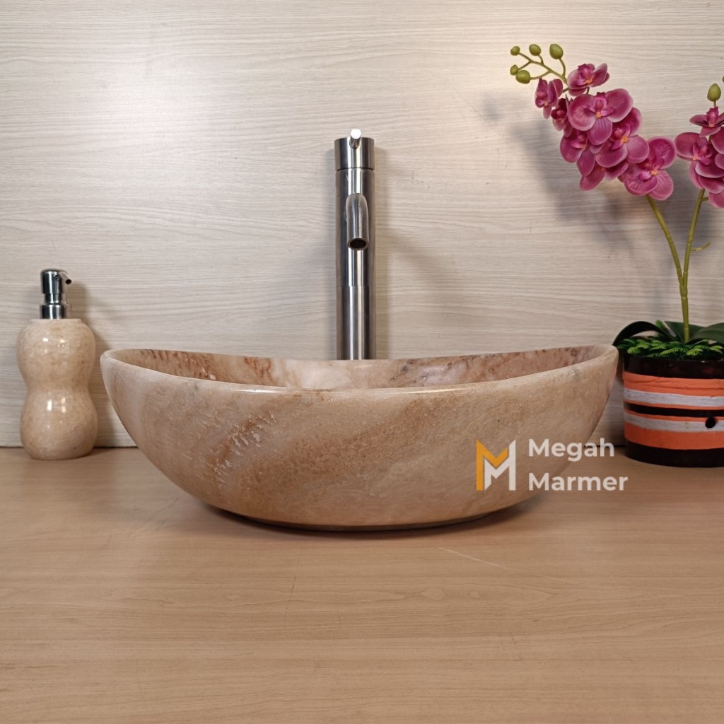 Jual Megah Marmer | Wastafel Onix Oval Ukuran 40cm Desain Exclusive ...