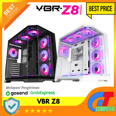 Jual VBR Z8 Modern Aesthetic Dual Chamber Black & White | PC Casing ATX ...