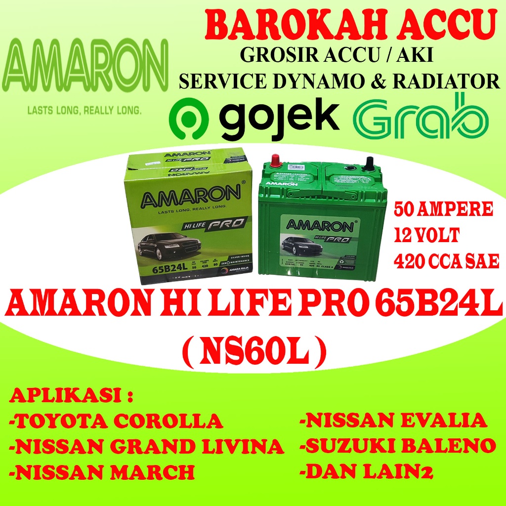 Jual AKI MOBIL AMARON HI LIFE PRO 65B24L / NS60L , 50 AH | Shopee Indonesia