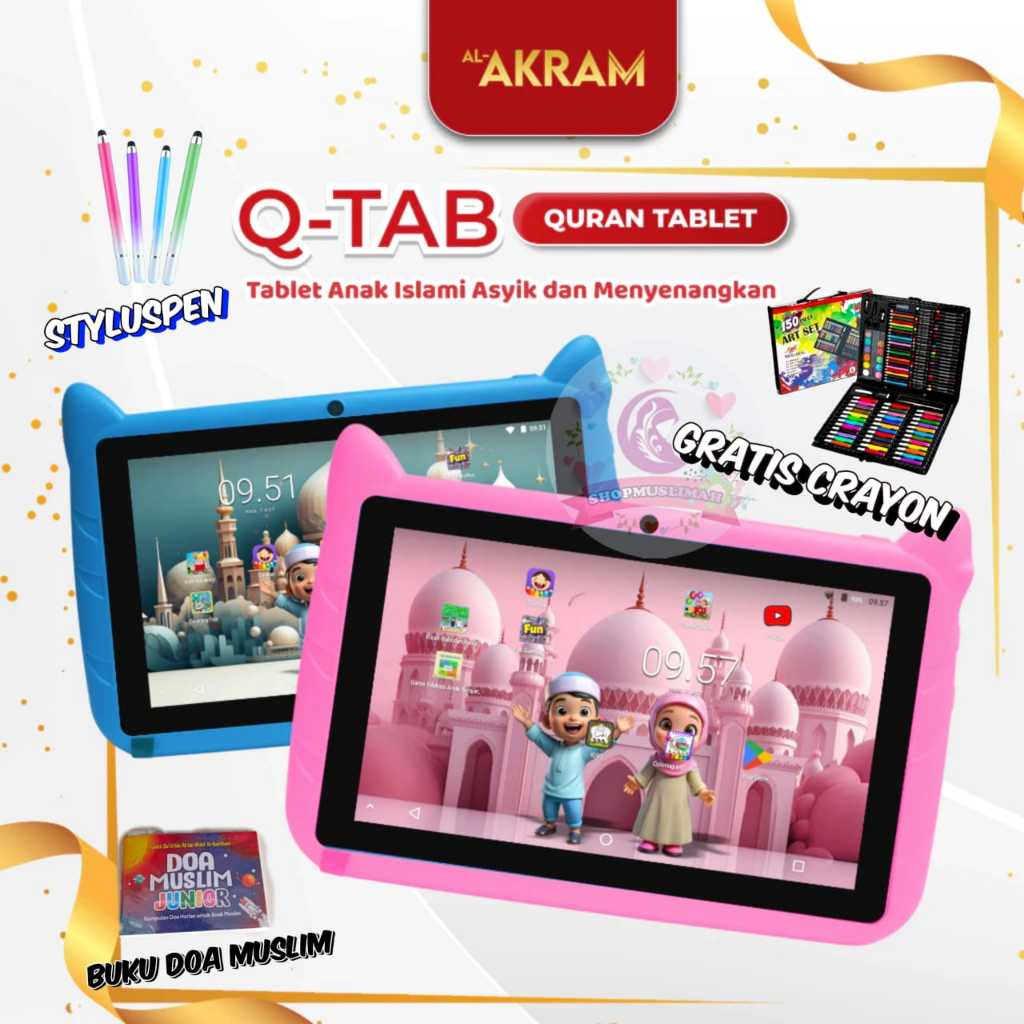 Jual (BUY 1 GET 3) Q-TAB QURAN TAB FREE 150 CRAYON PEN QTAB TABLET ANDROID EDUKASI ANAK MUSLIM ...