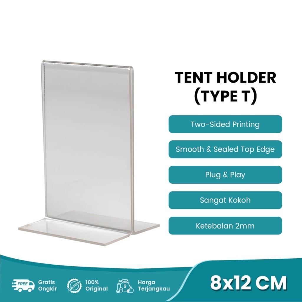 Jual POM Akrilik Nomor Meja 8x12cm Tent Card Holder Acrylic 8 x 12 cm ...