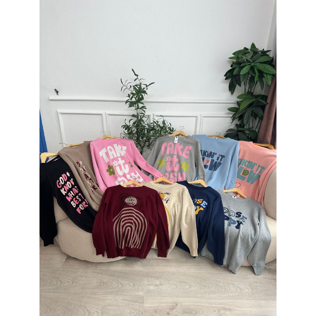 Jual Sweater Knit Quotes ALLN Knitwear | Shopee Indonesia