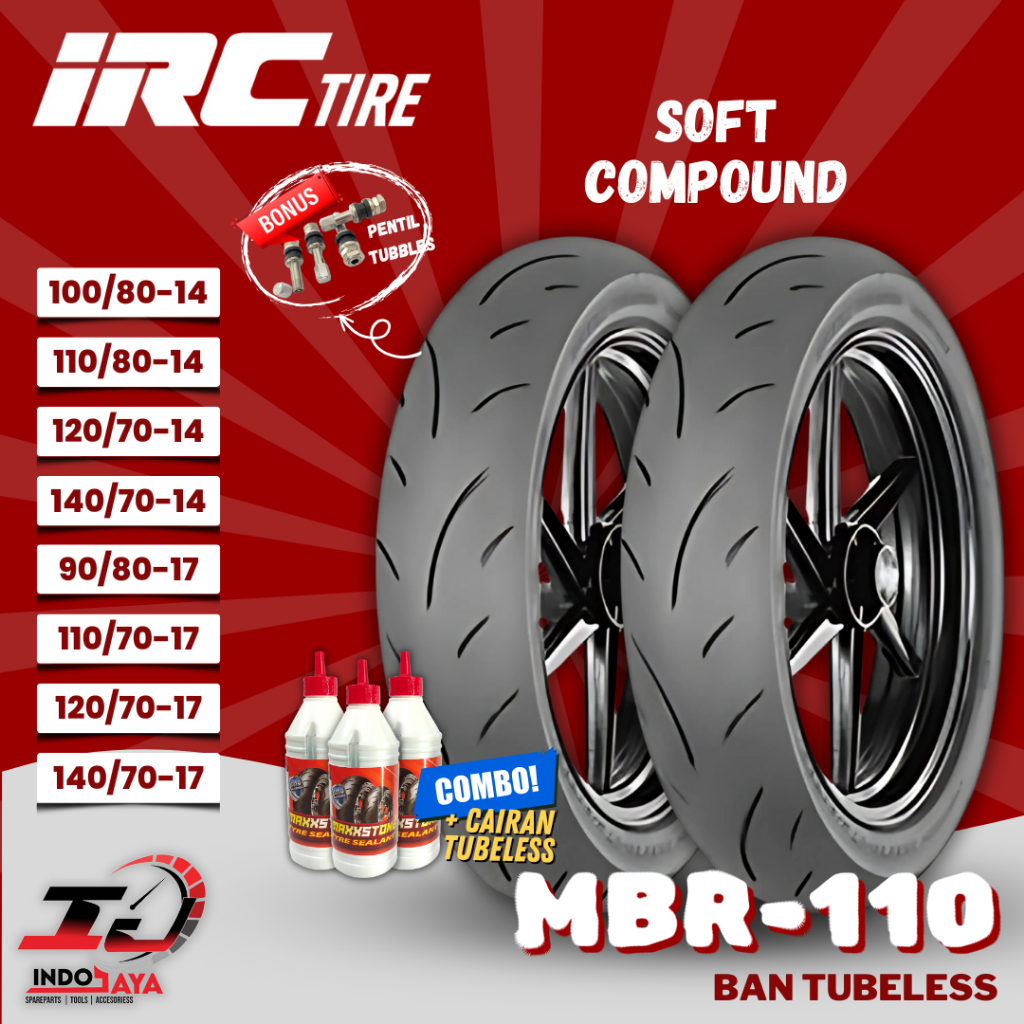 Jual BAN LUAR SOFT COMPOUND TUBELESS IRC MBR 110 (100/80-14 - 110/80-14 ...