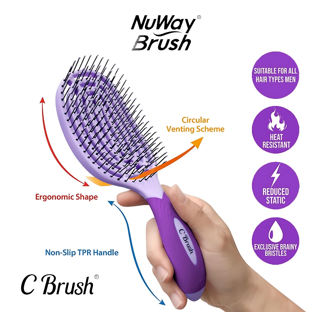 Jual NuWay C Brush Sisir Blow Rambut Anti Kusut Rontok Perempuan | Shopee Indonesia