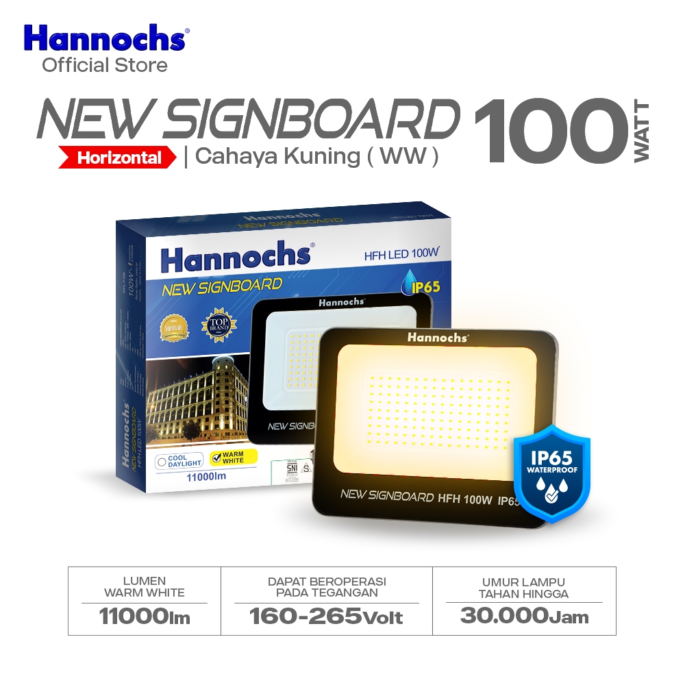 Jual Hannochs Lampu Sorot LED Flood Light New Signboard HFH 100W Cahaya ...