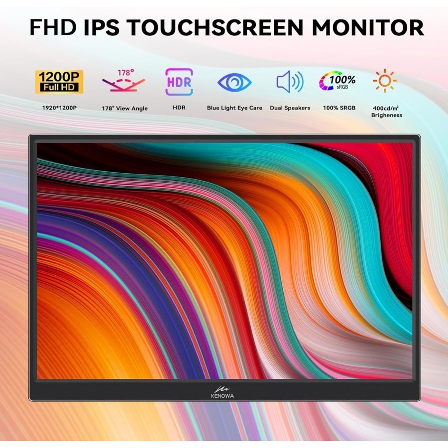 Jual Kenowa Monitor Portabel Layar Sentuh 14 Inci FHD 1920x1200P IPS ...