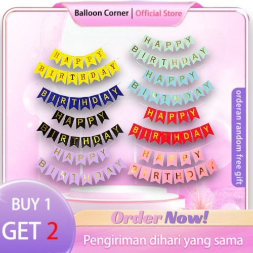 Jual Banner Birthday segi lima / Banner Happy Birthday segi 5 / Banner ...
