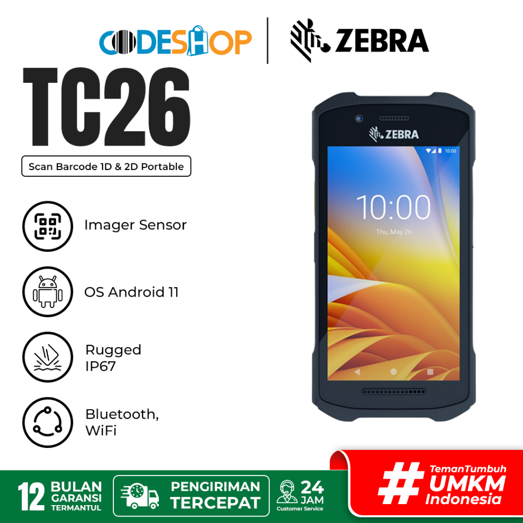 Jual Motorola Symbol Zebra TC26 2D Mobile Barcode Scanner PDA PDT Android | Shopee Indonesia
