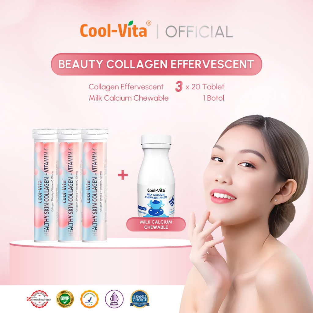 Jual Coolvita [60 Tablet + 1 Botol] Coolvita Paket Cerah Bersinar 30 Hari Collagen Effervescent ...
