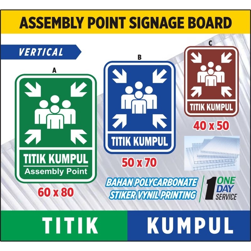 Jual TITIK KUMPUL PAPAN RAMBU ASSEMBLY POINT SAFETY EMERGENCY SIGNAGE ...