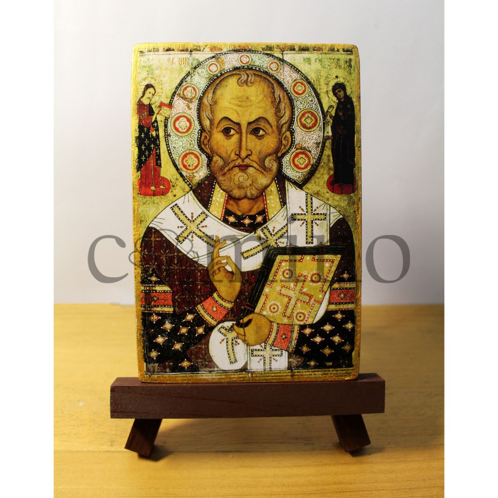 Jual Ikon St Nikolas Myra Nikolaus Nicolas Nicholas Kayu Asli Kristen ...