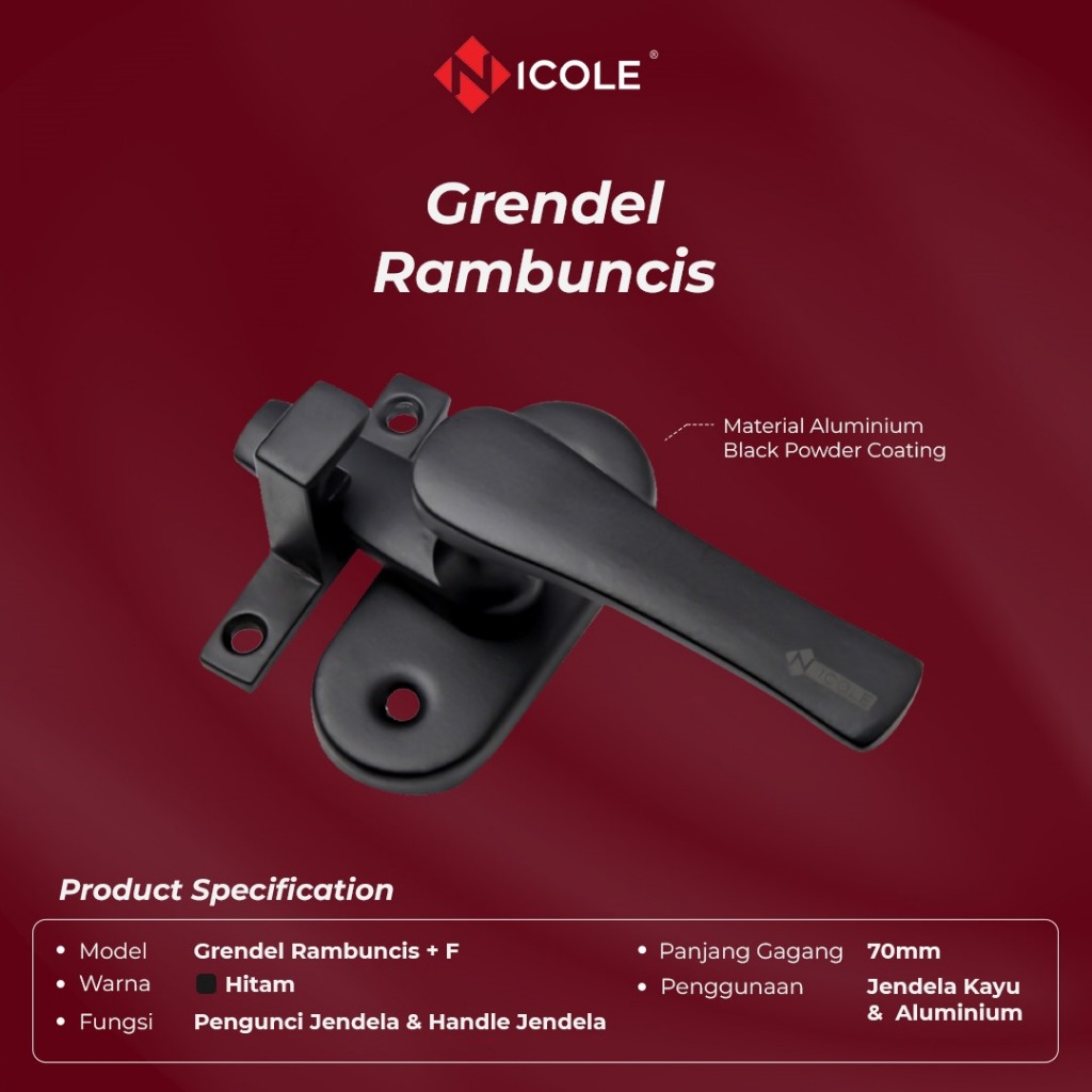 Jual Rambuncis Handle Jendela / Grendel Kunci Jendela Nicole 3 Warna ...