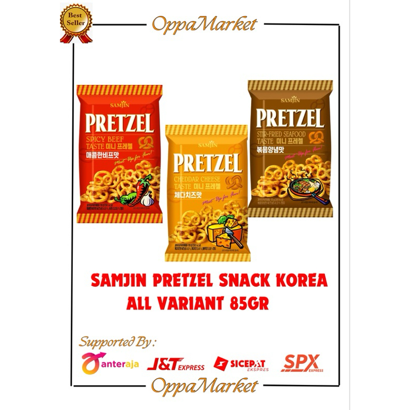 Jual SAMJIN PRETZEL CHEDDAR CHEESE/STIR SEAFOOD/SPICY BEEF SNACK KOREA ...