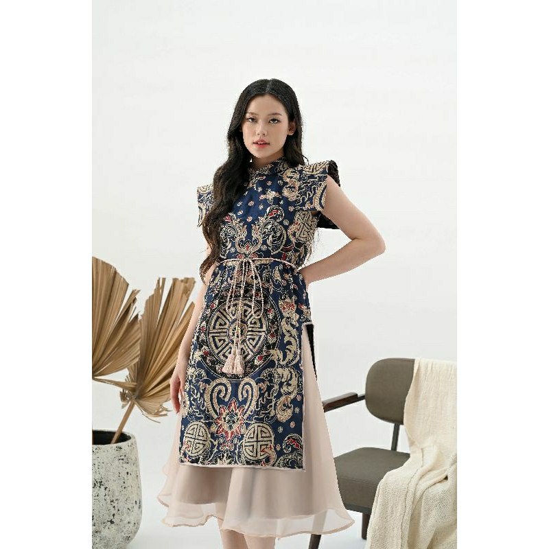 Jual Allana Batik Navy Dusty Pink | Shopee Indonesia