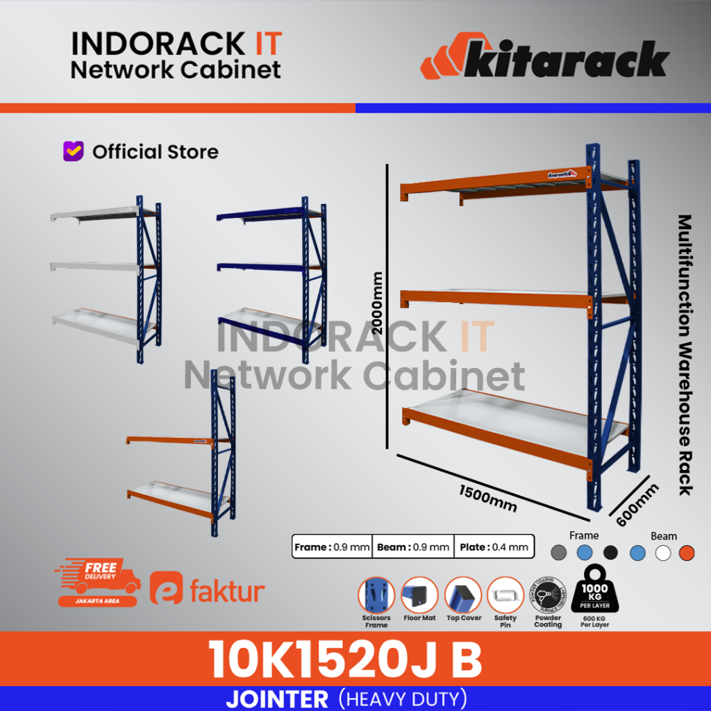 Jual KITARACK Rak Gudang Besi 1 Ton 2M P. 1.5M Rack Gudang 4 Susun ...