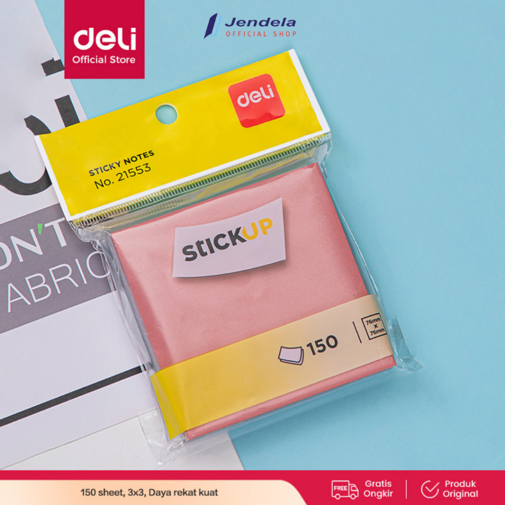 Jual Sticky Note Deli 3x3 Memo Tempel 150 lembar Kertas 80g Untuk ...