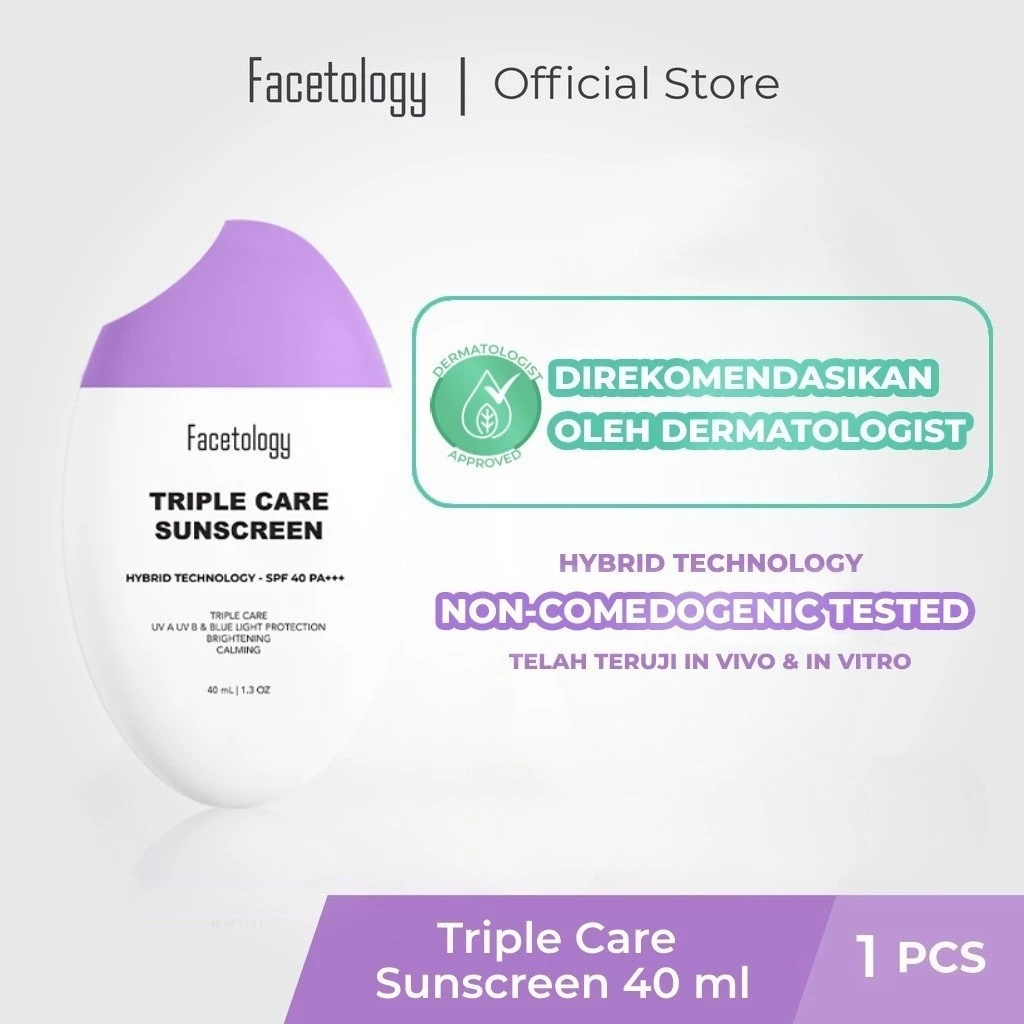 Jual Facetology Triple Care Sunscreen For Normal Skin SPF 40 PA+++ 40ML ...