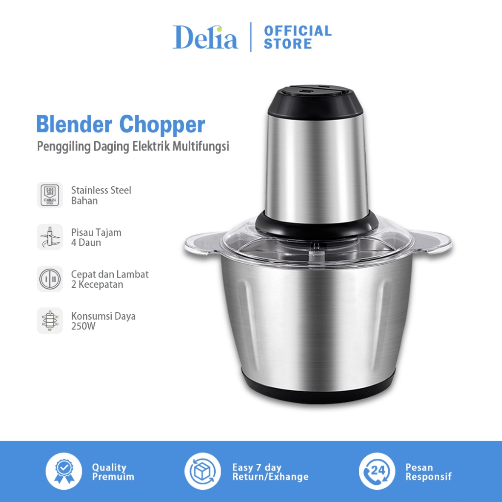 Jual Blender Chopper Stainless 2L 4 Mata Pisau Penggiling Daging Elektrik Multifungsi Mixer ...