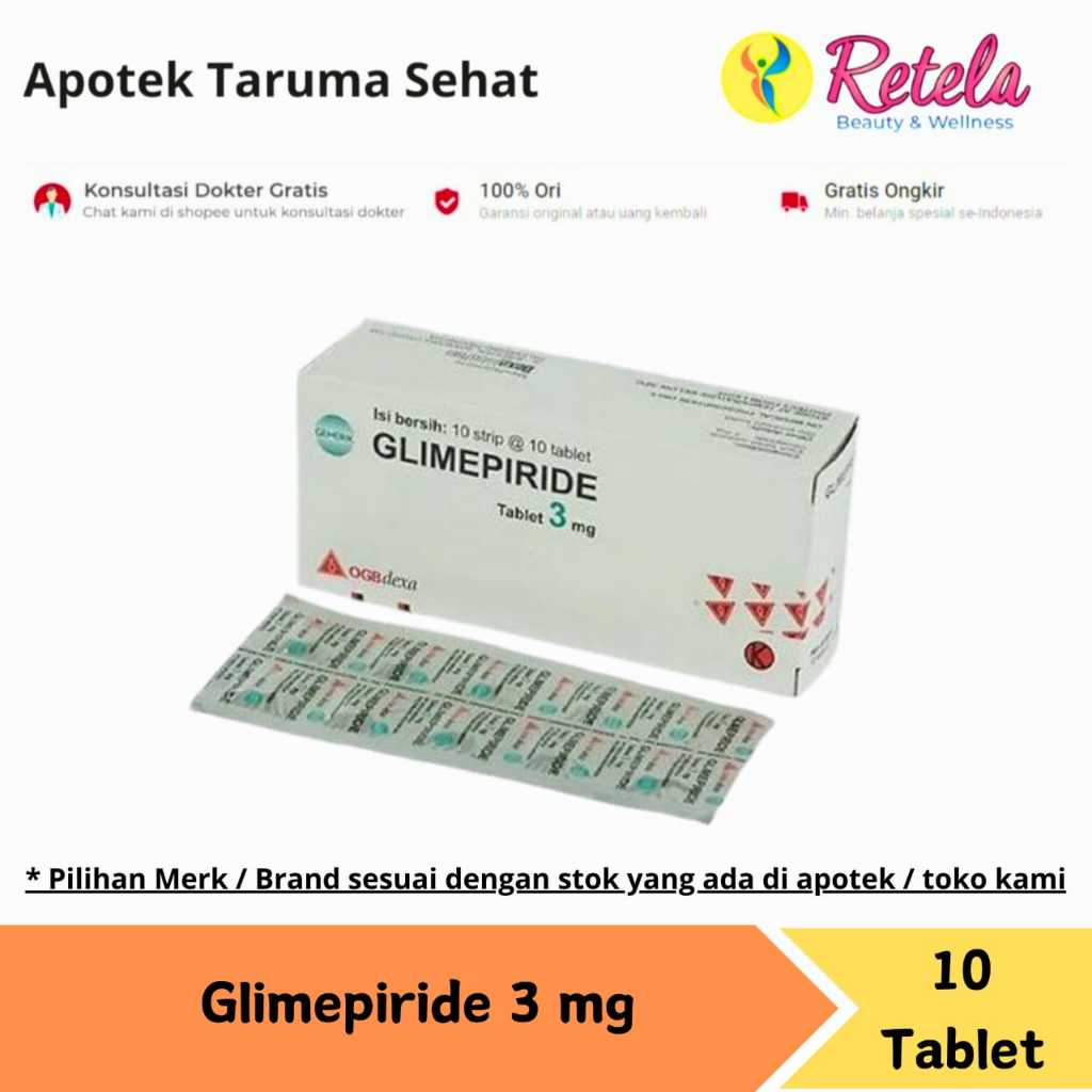 Jual Glimepiride 3 mg 1 Strip isi 10 Tablet | Shopee Indonesia