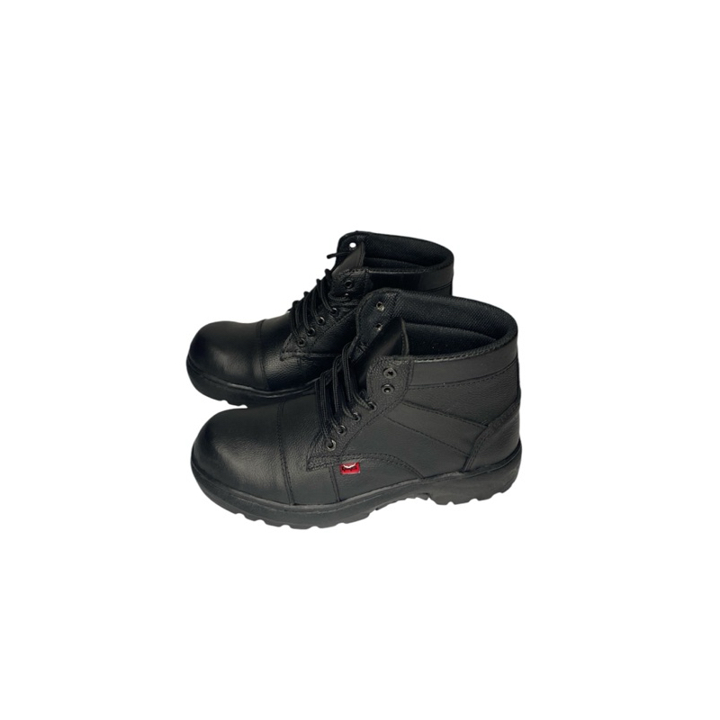 Jual Sepatu Safety Boots Kulit Asli Ujung Besi Hitam Tali Anti Slip ...