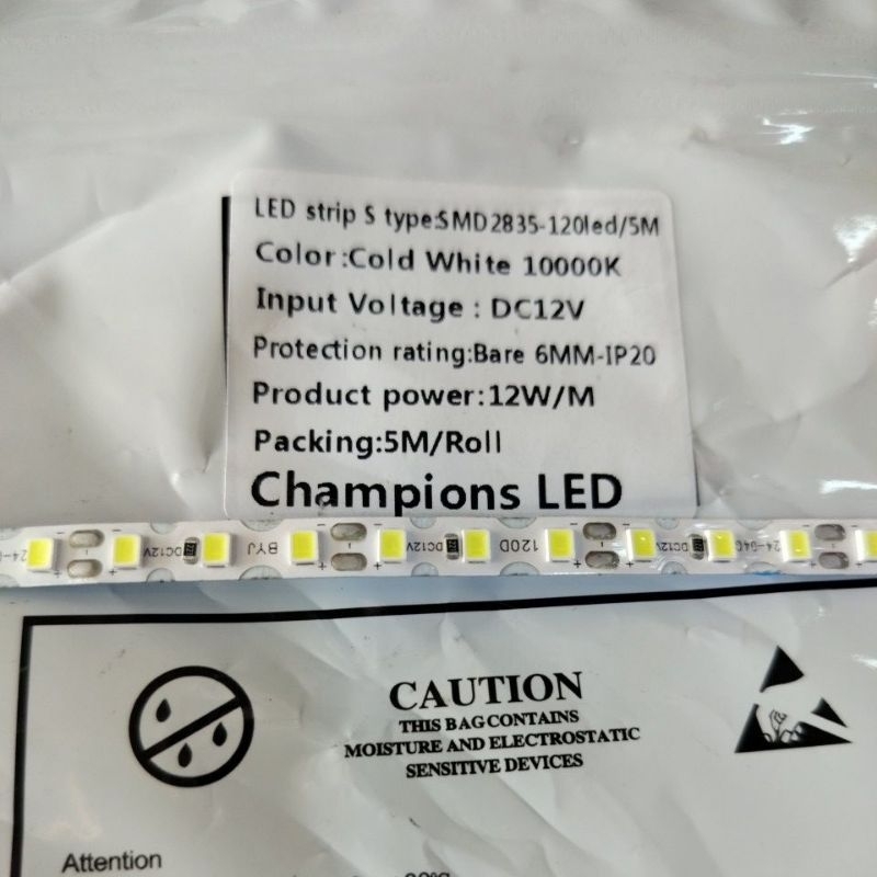Jual lampu LED strip S 12V 120led 5M warna cool white putih | Shopee ...