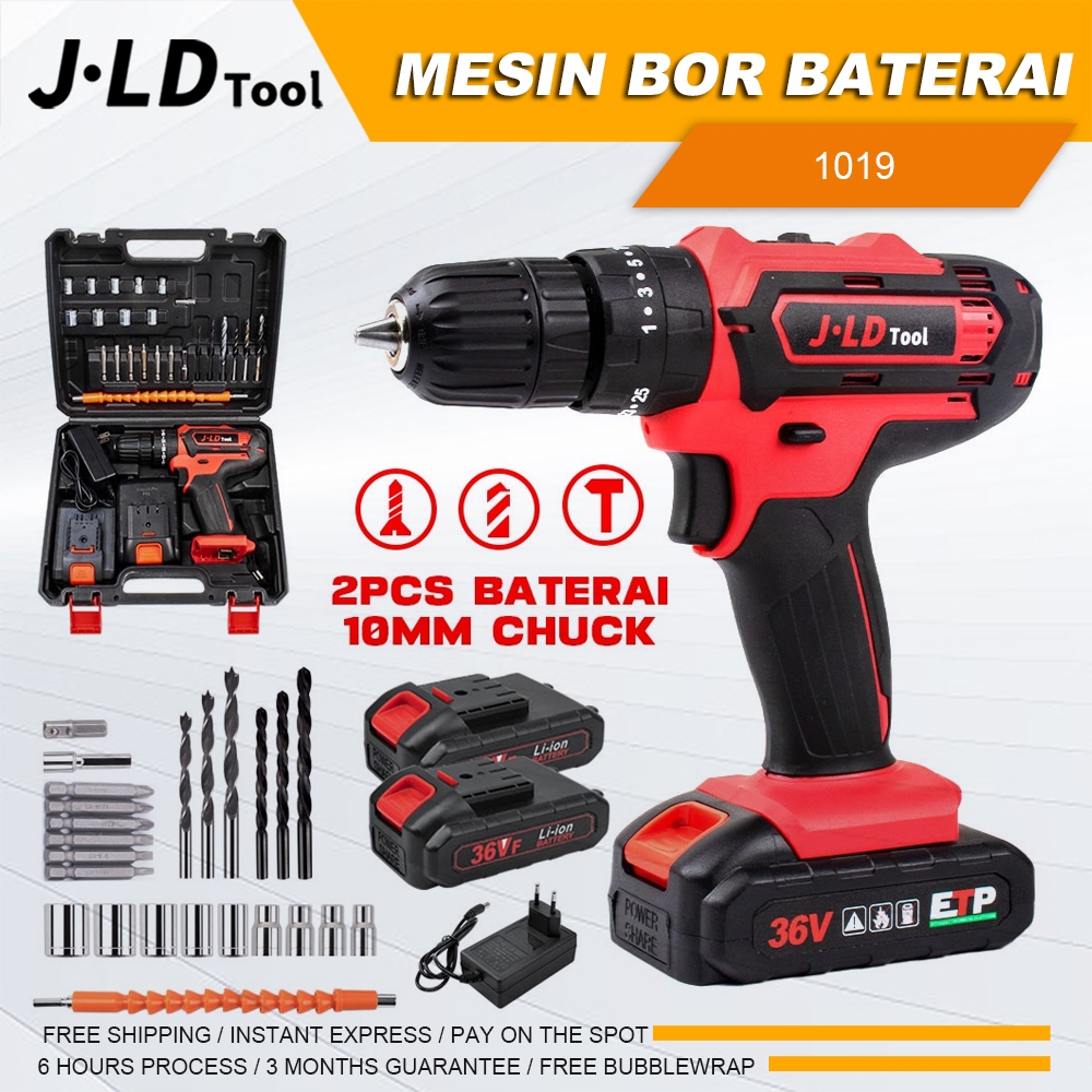 Jual JLD 36vf Mesin bor 2baterai cas JLD 13MM bor listrik murah bor ...