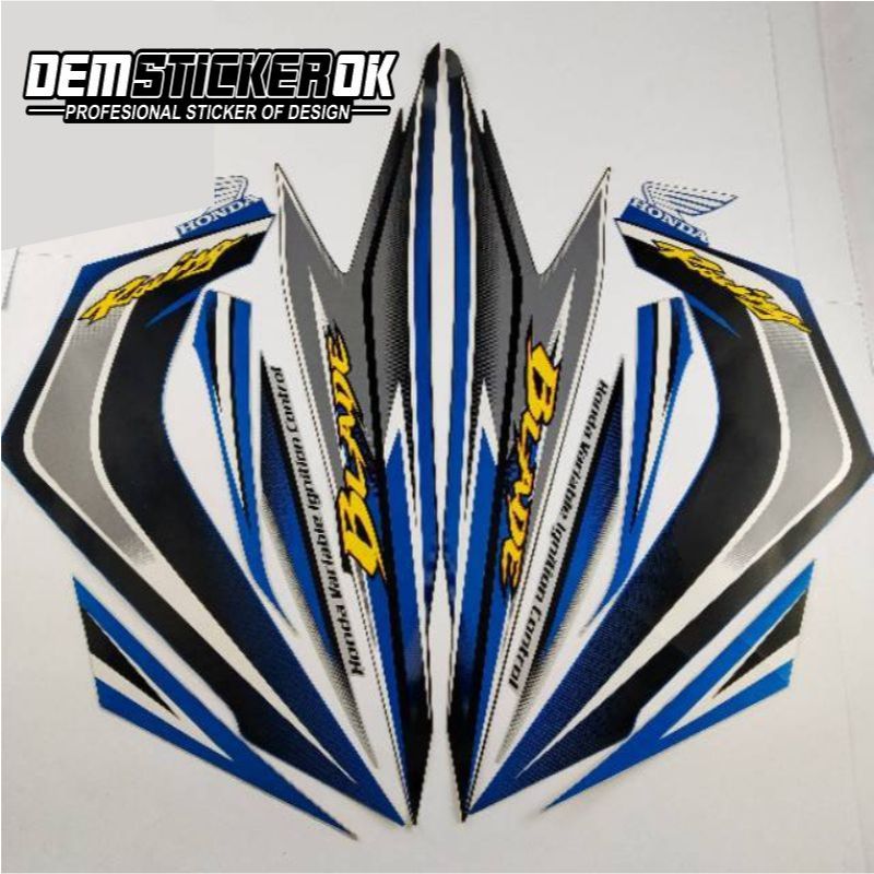Jual Striping standar motor honda blade 2012 biru hitam, striping motor ...