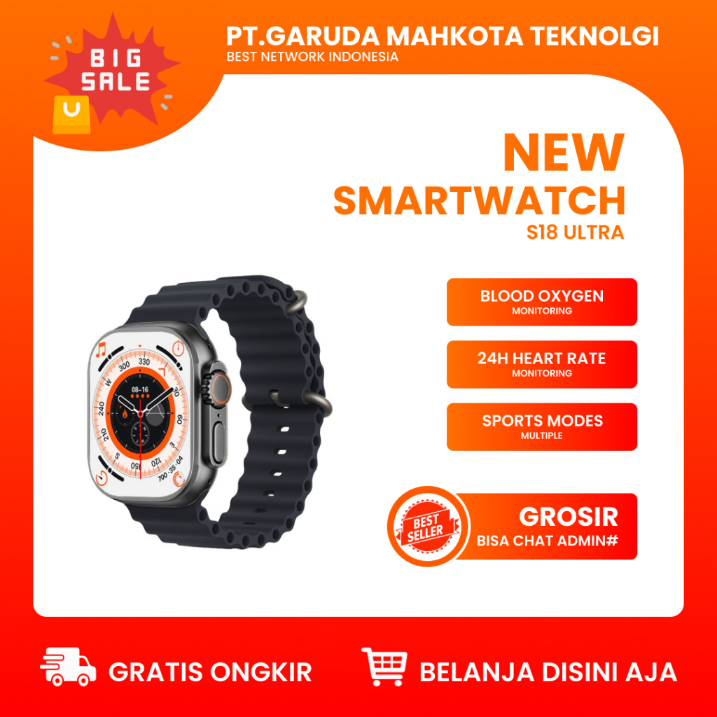 Jual S18 Watch Ultra Smartwatch 2.08 inch Bluetooth Call Notification ...