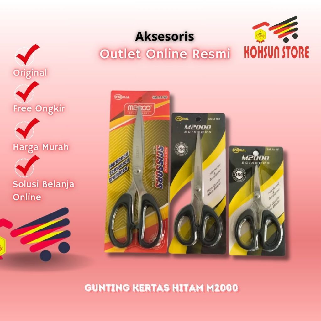 Jual Kohsun 2 | Gunting Kertas Besar M2000 Pegangan Hitam Stainless ...