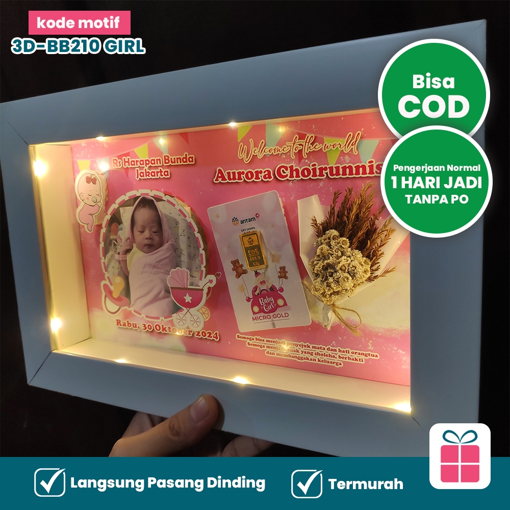 Jual FRAME 3D LAMPU - Hadiah Bayi (Biodata Bayi) Baby Born Boy/Girl ...