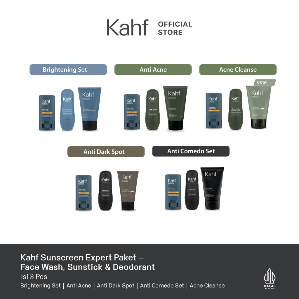 Jual Kahf Sunscreen Expert Paket Isi 3 pcs - Face Wash, Sunstick ...