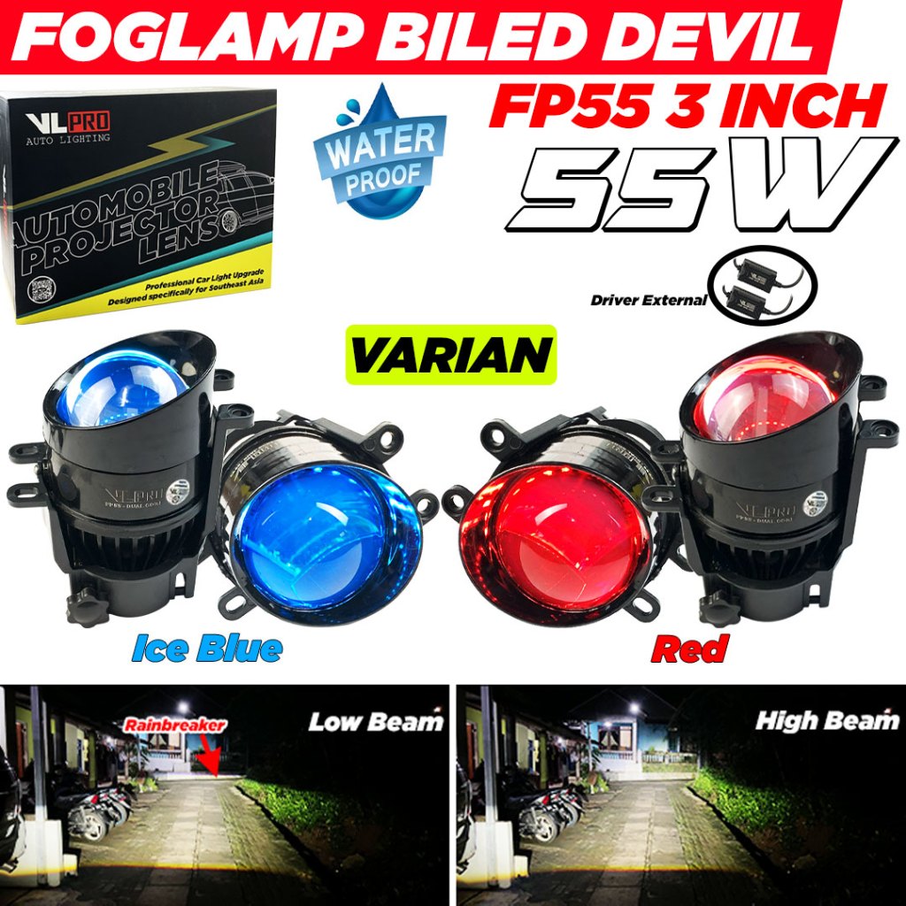 Jual Foglamp Biled VLPRO FP55 Dual Core Bluelens 55W 3 inch Devil Red ...