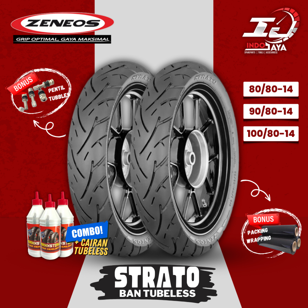 Jual [READY COD] BAN LUAR TUBELESS ZENEOS STRATO (80/80-14 - 90/80-14 ...