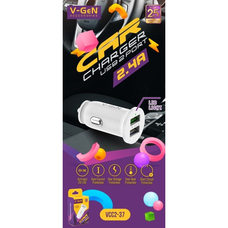 Jual V-Gen Car Charger VCC2-37 2.4A Saver Mobil V-Gen Casan Motor V-Gen ...