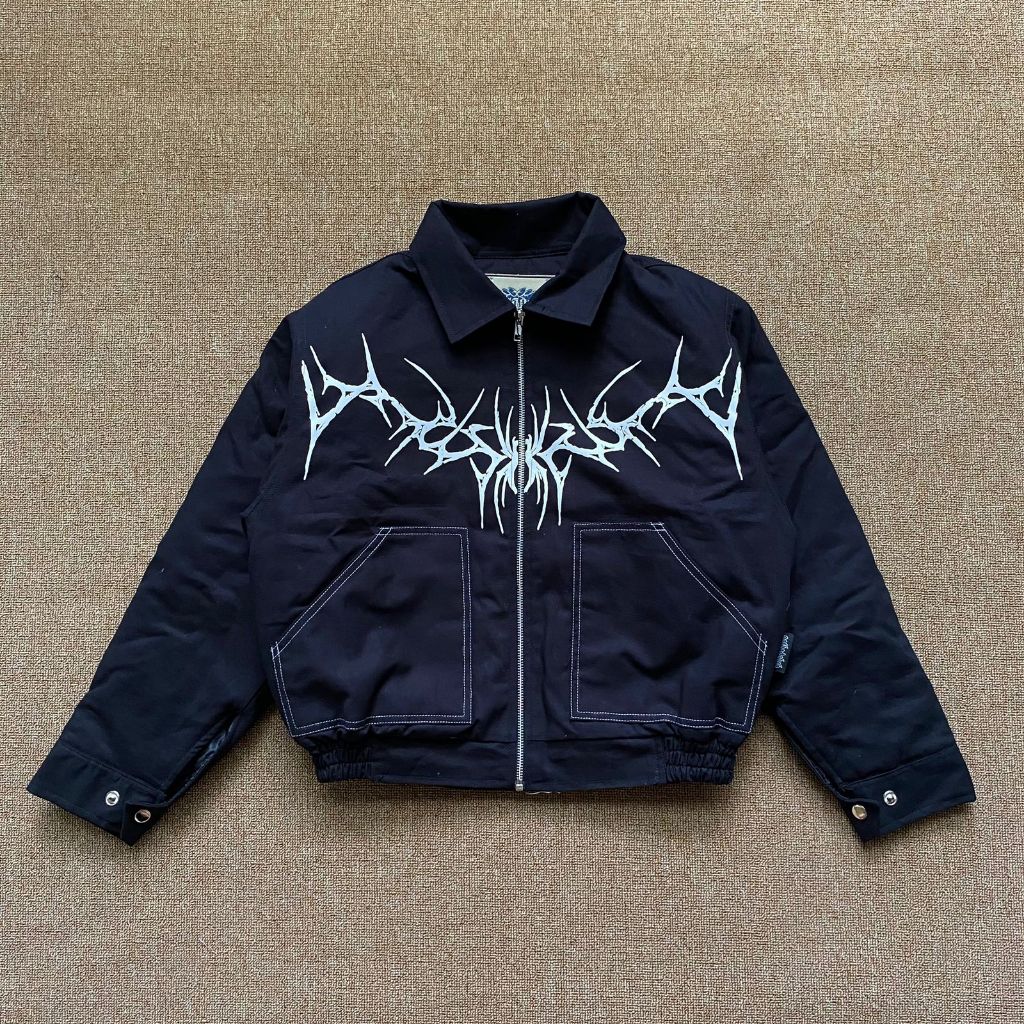 Jual WORK JACKET HITAM BOXY CROP CANVAS SPESIAL SERIES UNISEXS PRIA ...