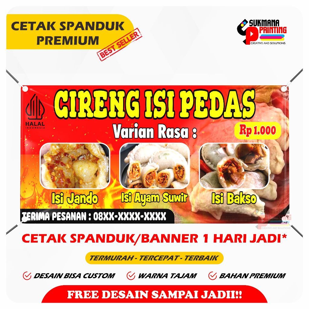 Jual CETAK SPANDUK BANNER JUALAN CIRENG PEDAS CIRENG ISI | Shopee Indonesia