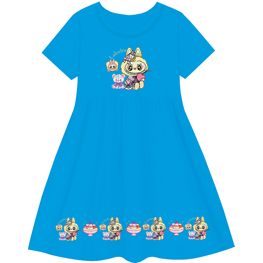 Jual GG Daster Anak kerut Motif Labubu Terbaru Gambar Labubu Ice Cream ...